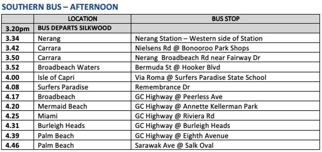 Southern Bus Service | Silkwood School